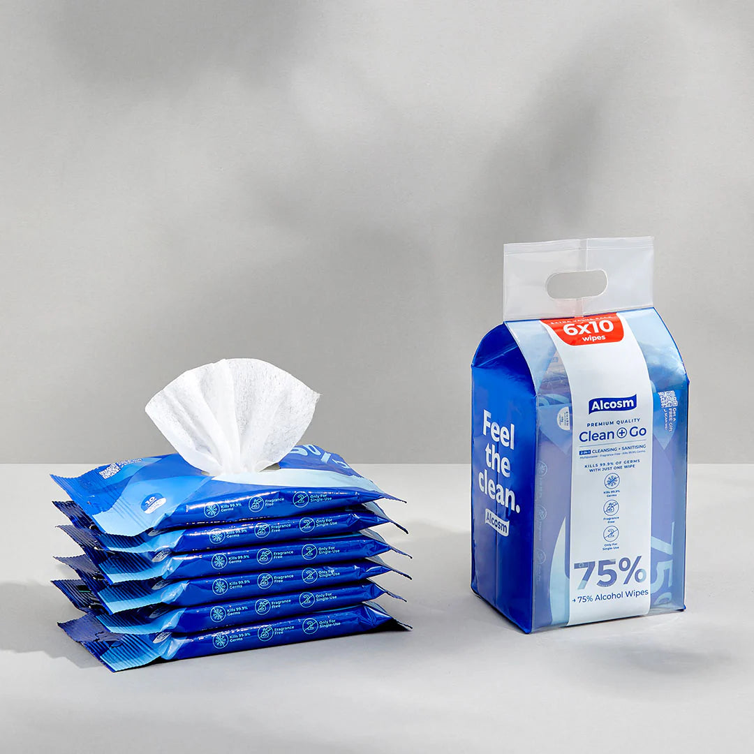 10 wipes (Bundle of 6) - 75% Alcohol Classic Wipes – Alcean Pte Ltd